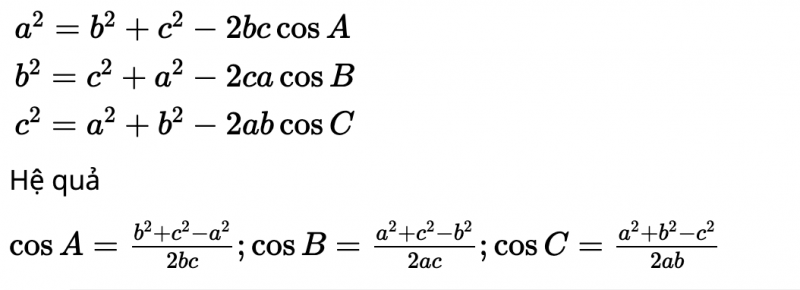 Định lý cosin, định lý sin trong tam giác: Lý thuyết và bài tập